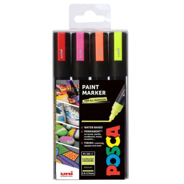 POSCA UNI SET PC-5M POSCA 1.8-2.5MM 4 KOM FLUORESCENTNE BOJE