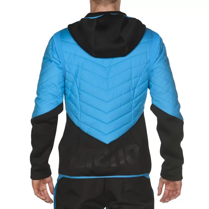 HOODED FZ HALF-QUILTED JACKET BLUE