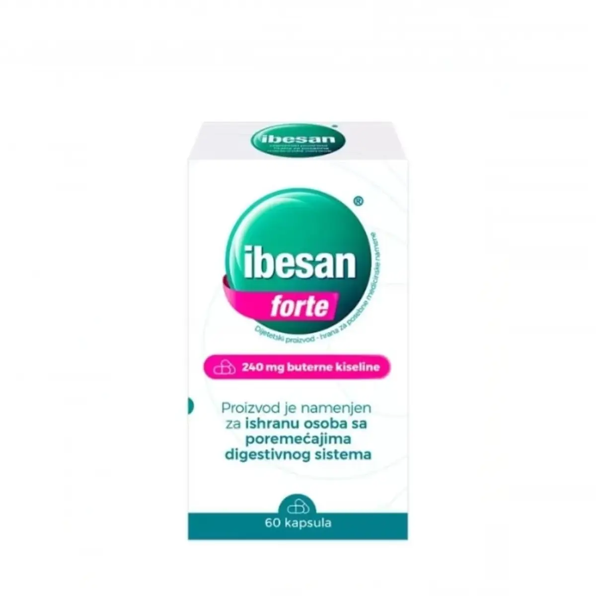 NATUR PRODUKT PHARMA Ibesan forte Dodatak ishrani sa buternom kiselinom 240mg za tretman iritabilnog creva, 60 kapsula