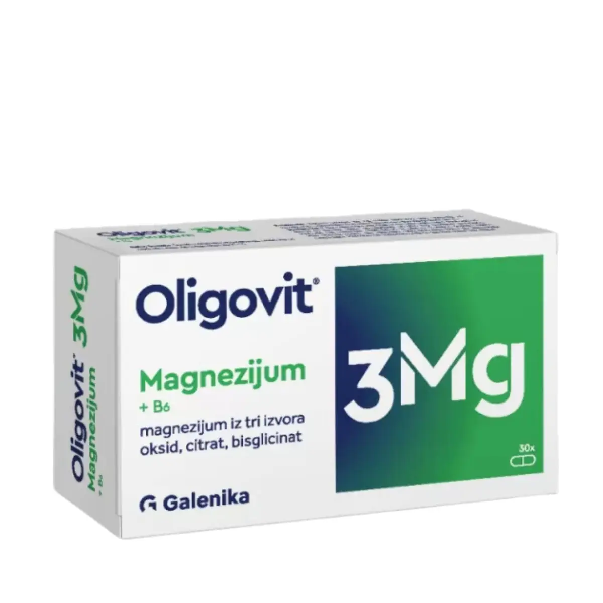 GALENIKA Oligovit 3 Mg Dodatak ishrani sa magnezijumom, 30 kapsula