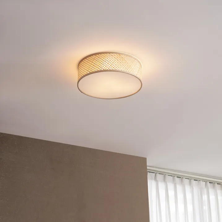 Orijentalna bambusova plafonska lampa prirodna 40cm - Tremmo