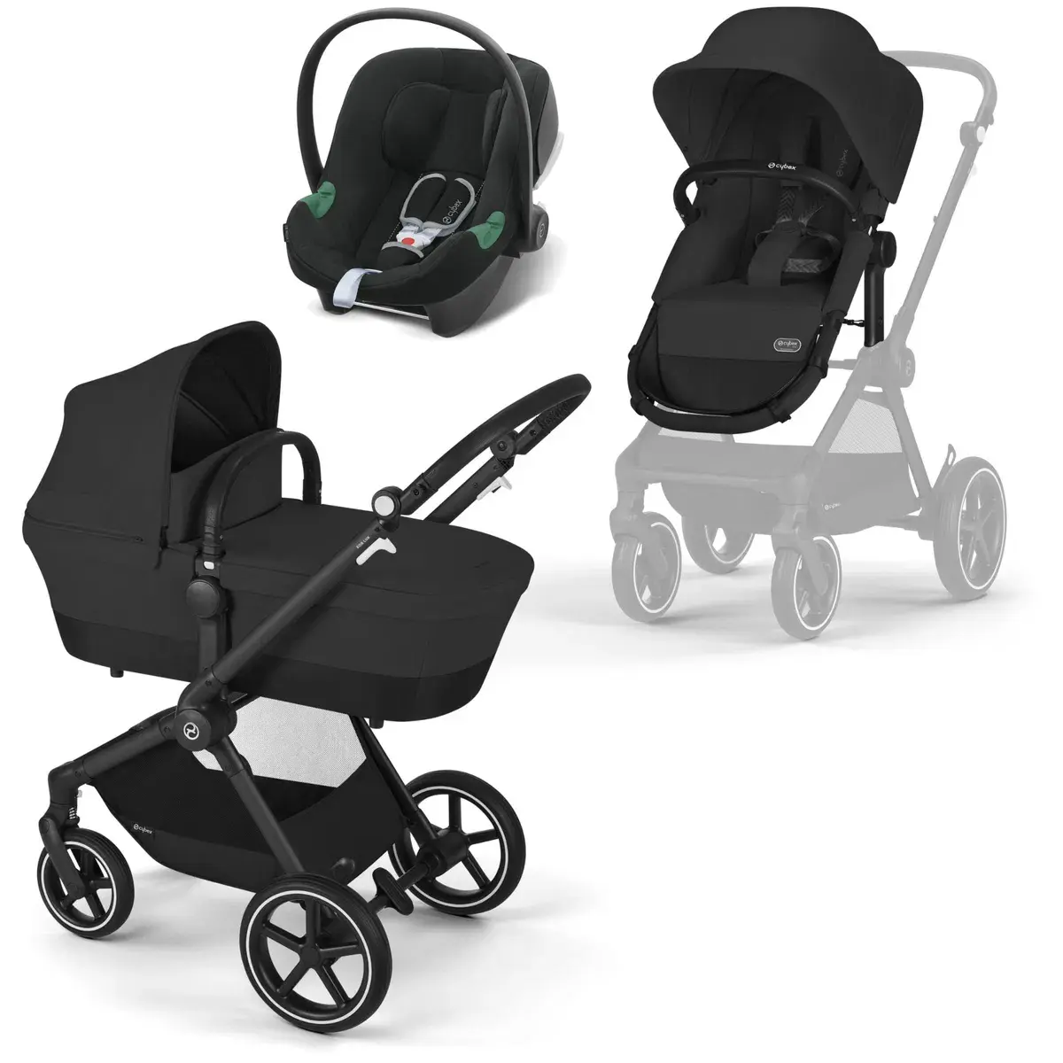 CYBEX Eos Lux 3 u 1 Kolica za bebe Moon Black, Crna