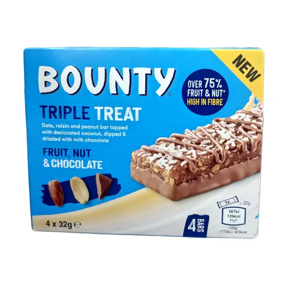 BOUNTY Čokoladica Triple Treat, 4x32g