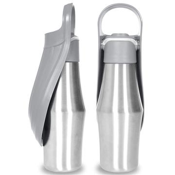 PORTABLE STAINLESS STEEL DOG WATER BOTTLE - 750ML - GREY