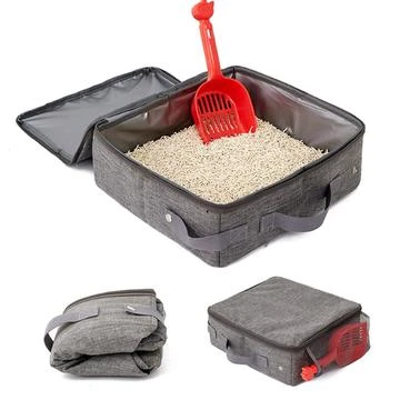 QS-100 FOLDABLE CAT LITTER BOX WITH LID - PORTABLE, WATERPROOF, AND SPACIOUS