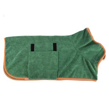 QUICK DRYING MICROFIBER DOG BATHROBE - SIZE L - GREEN