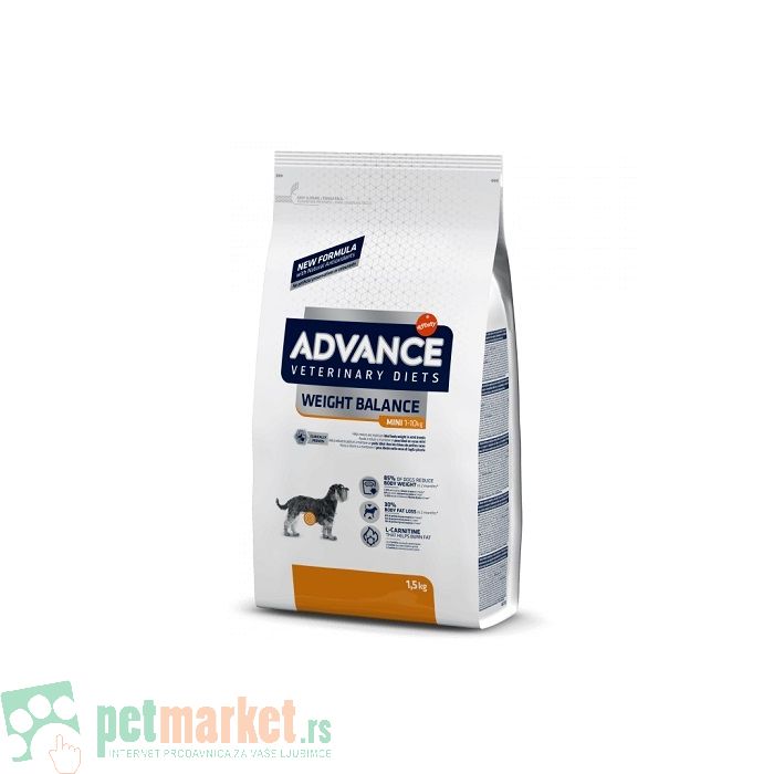 Advance Vet: Hrana za male gojazne pse Weight Balance Mini, 1.5 kg