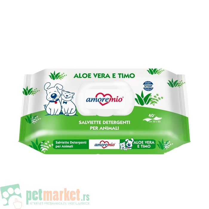 AmoreMio: Vlažne maramice za ljubimce Aloe vera, 40 kom