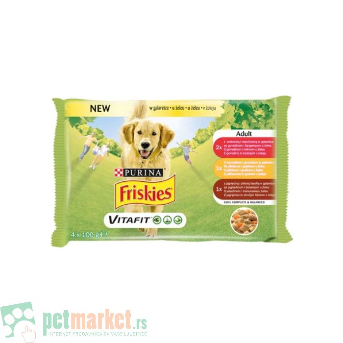 Friskies: Vlažna hrana za odrasle pse Adult Multipack, 4x100 gr