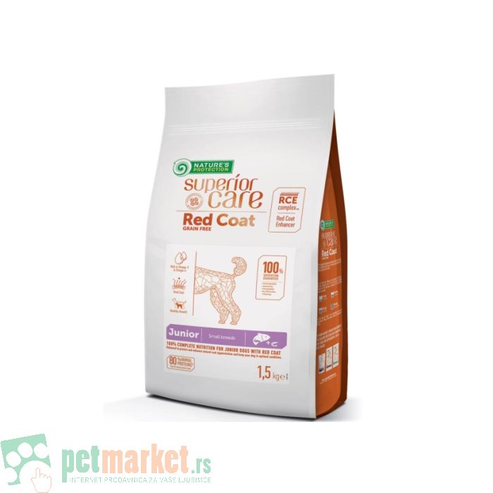 Nature's Protection Superior Care: Red Coat Grain Free Small Junior, Losos, Hrana za riđe mlade pse malih rasa