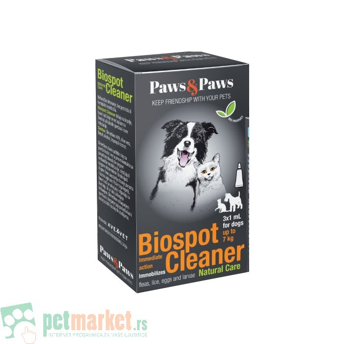 Paws and Paws: Preparat protiv parazita na bazi dimentikona Biospot Cleaner, male rase i mačke