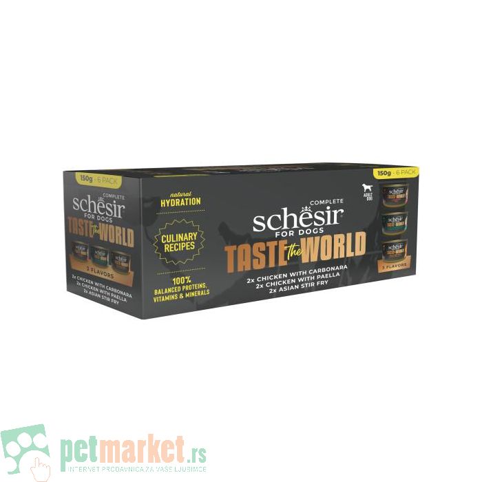 Schesir: Kompletna hrana za pse u brodetu Taste The World Multipac, 6x150 gr