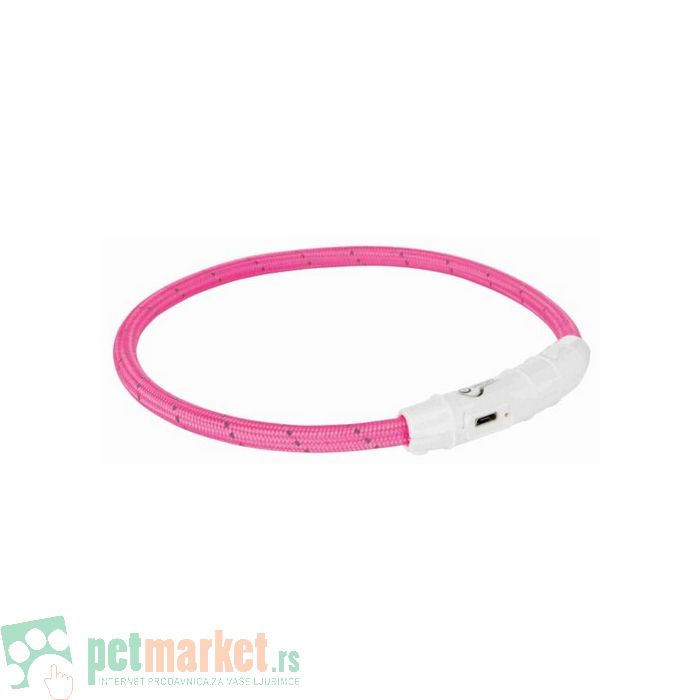 Trixie: Svetleća ogrlica Flash Light Ring USB Pink