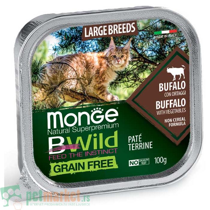 Monge Bwild: Pašteta za velike mačke Adult Large Grain Free, 100 gr