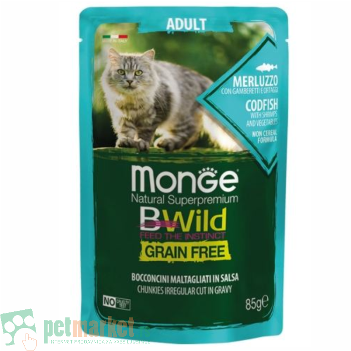 Monge Bwild: Sos za odrasle mačke Adult Grain Free, 85 gr