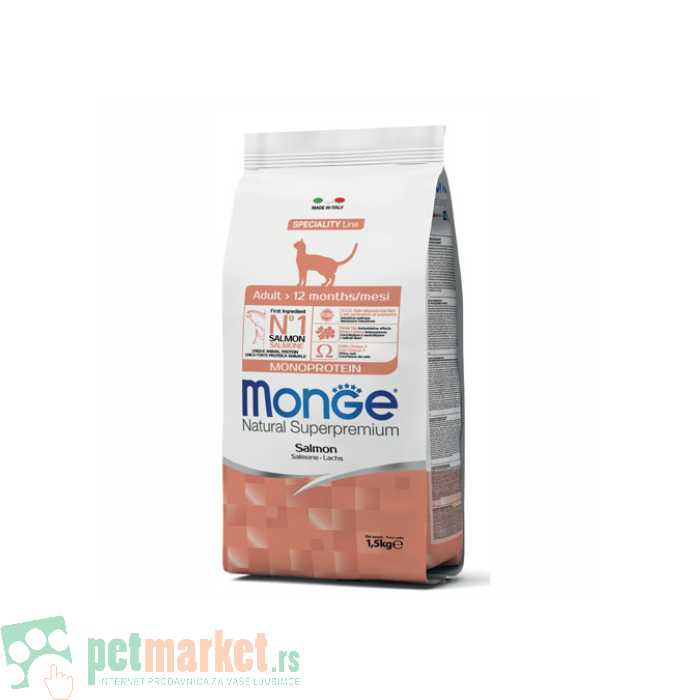 Monge: Hrana za odrasle mačke Adult, Losos, 1.5 kg