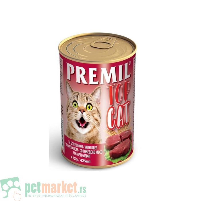 Premil: Vlažna hrana za mačke Top Cat, 24 x 415 gr