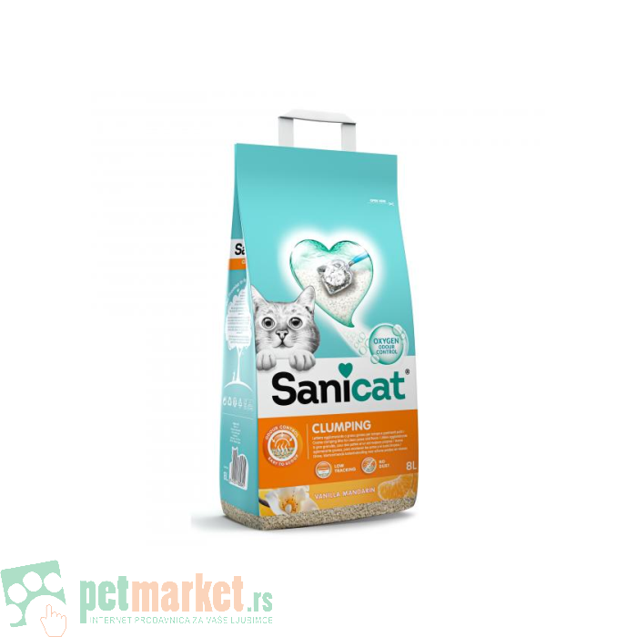 Sanicat: Grudvajući posip za mačke Clumping Vanila-Mandarina, 8l