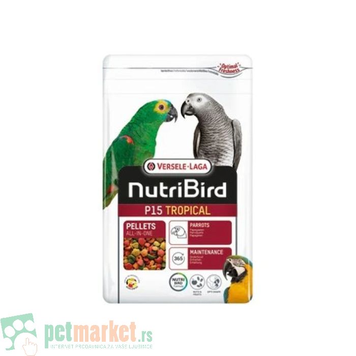 Nutri Bird: Peletirana hrana za sve velike papagaje P15 Tropical, 1 kg