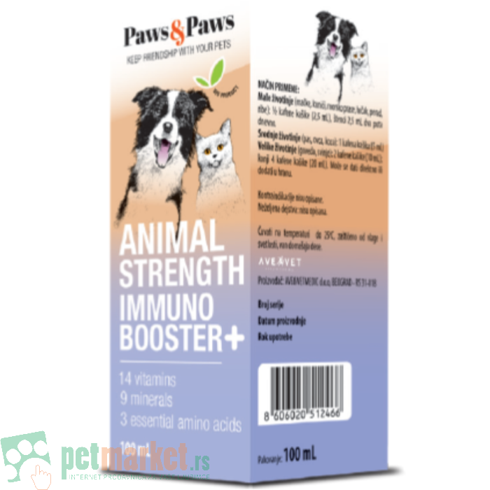 Paws and Paws: Preparat za opšte jačanje organizma Immuno Booster +, 100 ml