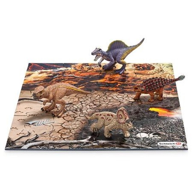 SCHLEICH MALI DINOSAURUSI NA PODLOZI OD PUZLI