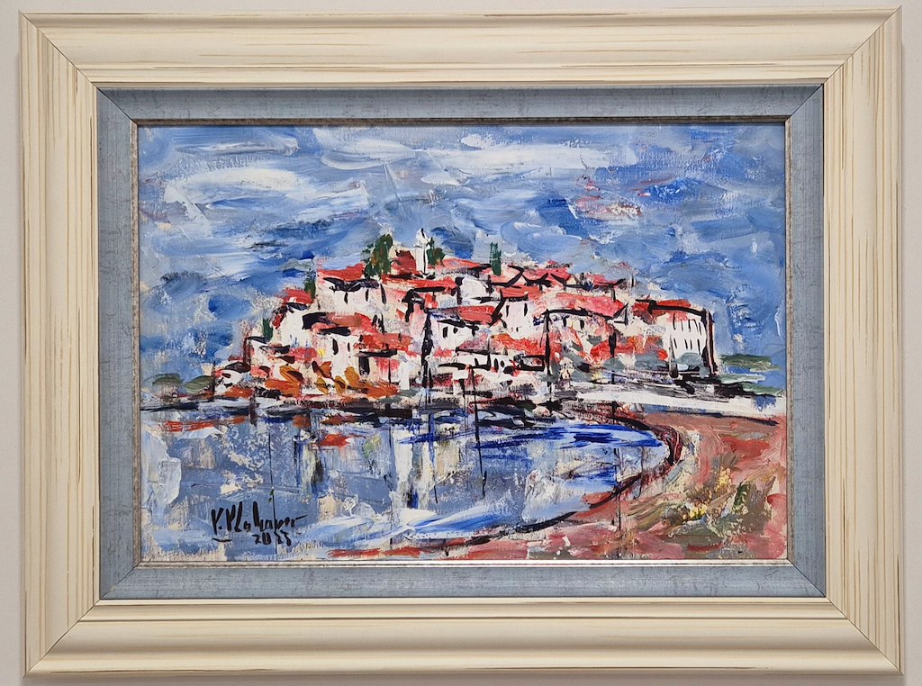 VOJO VLAHOVIC -ULJE NA PLATNU -70X53CM – SVETI STEFAN