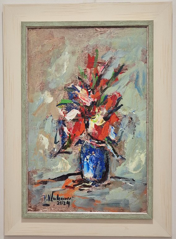 VOJO VLAHOVIC -ULJE NA PLATNU – 73X53CM – BUKET U VAZI