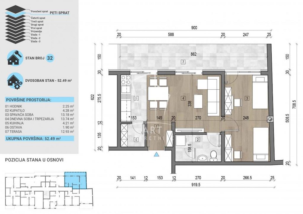 Novogradnja, Trošarina, 52. 49m2 ID#9531