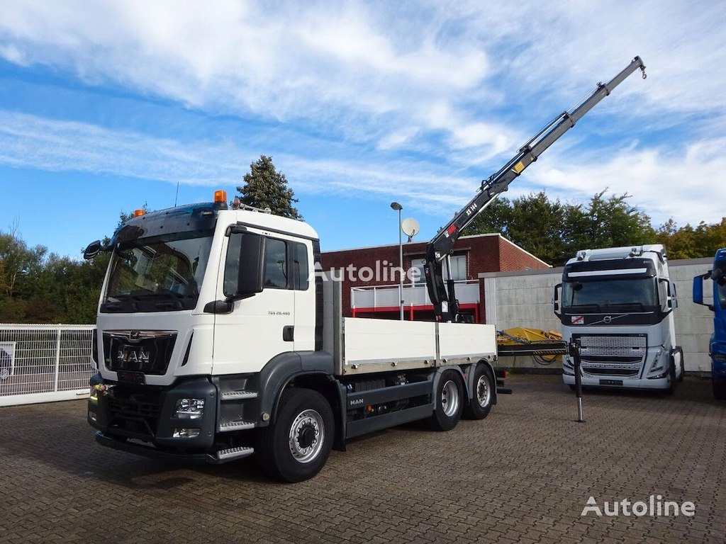 MAN TGS 28.460 + Hiab 144 B-3 HIDUO kamion s ravnom platformom