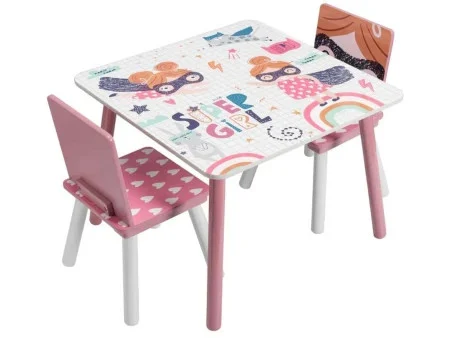 Kinder home drveni dečiji sto sa stolicama roze ( TF-6001 )