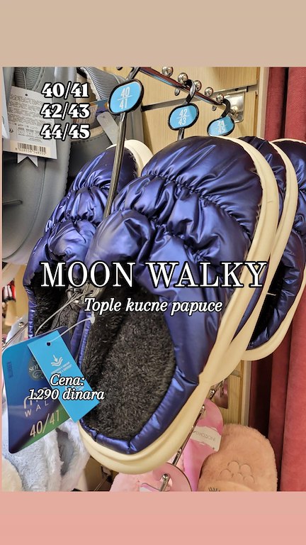 MOON WALKY kucne papuce, metalik plava