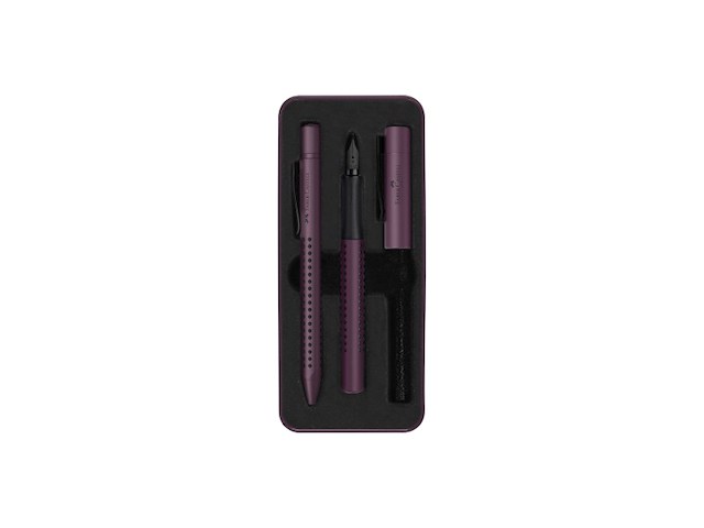 Faber - Castell set - Hemijska olovka i naliv pero, Grip berry, M