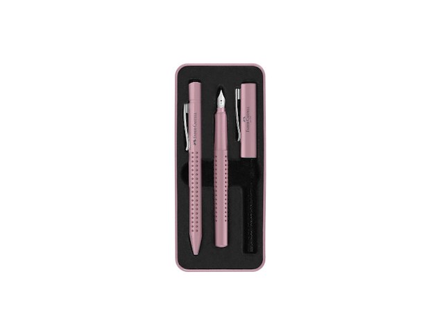 Faber - Castell set - Hemijska olovka i naliv pero, Grip rose shade, M