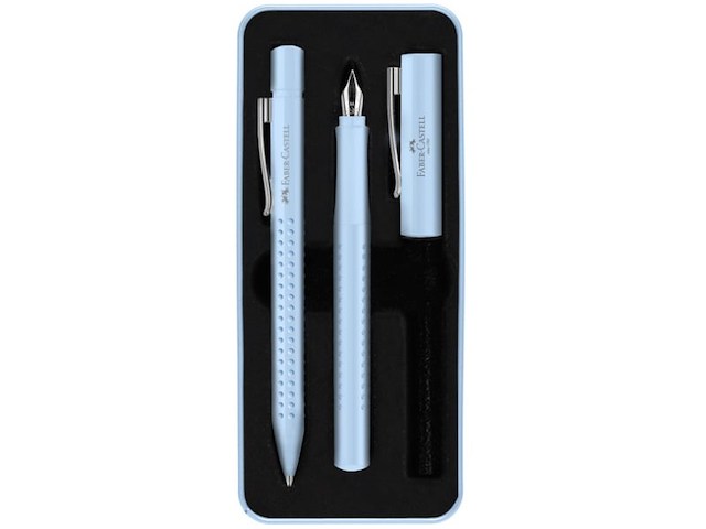 Faber-Castell -  set - Hemijska olovka i naliv pero, Grip M, sky blue