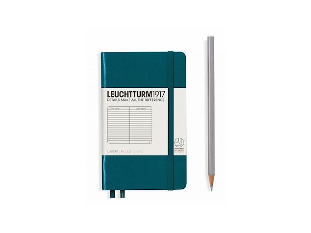 Agenda A6 Pocket - Leuchtturm, Hardcover, Pacific Green, 185 PG Ruled