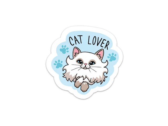 Stiker - Cat lover, plavi