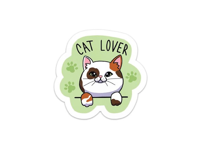 Stiker - Cat lover, zeleni