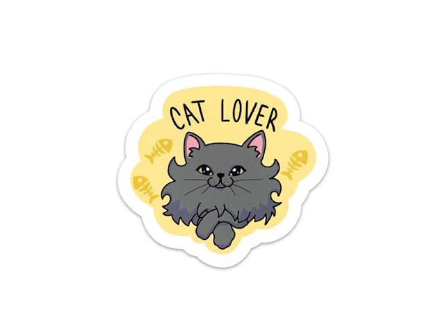 Stiker - Cat lover, žuti