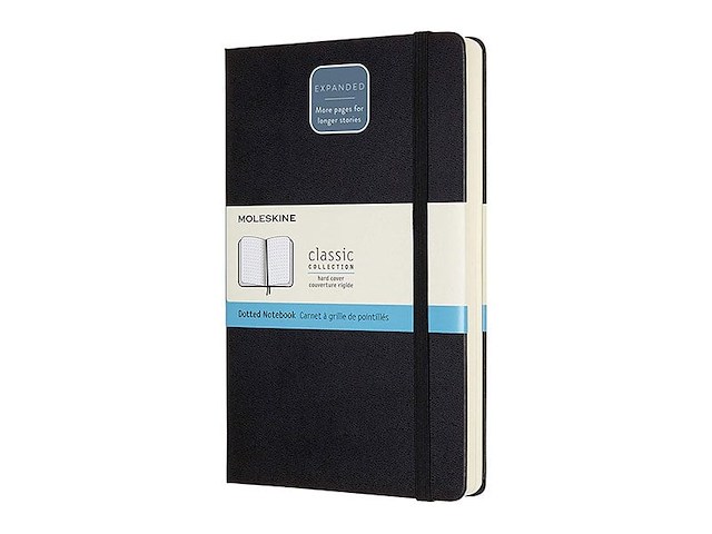 Moleskine - Classic Expanded Dotted Paper Notebook, Color Black