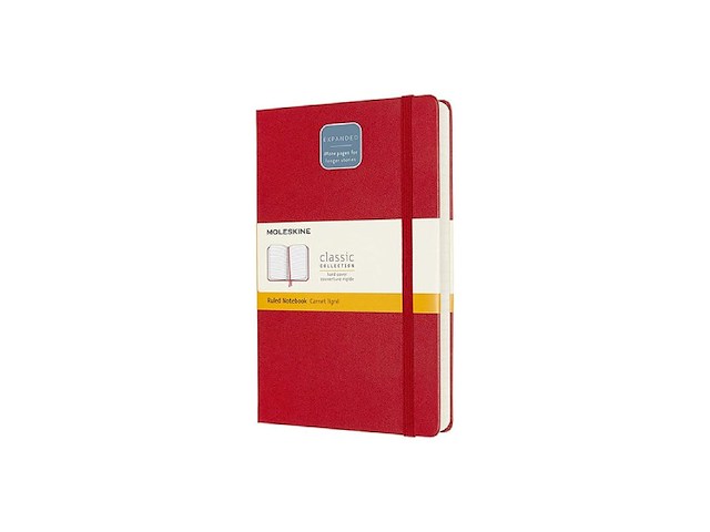 Moleskine - Classic Notebook Expanded, Ruled Notebook, Colour Scarlet Red