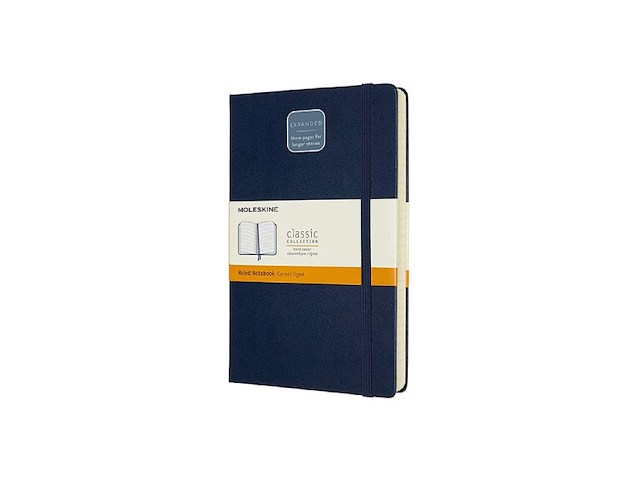 Moleskine - Classic Notebook Expanded, Ruled Notebook, Colour Sapphire Blue