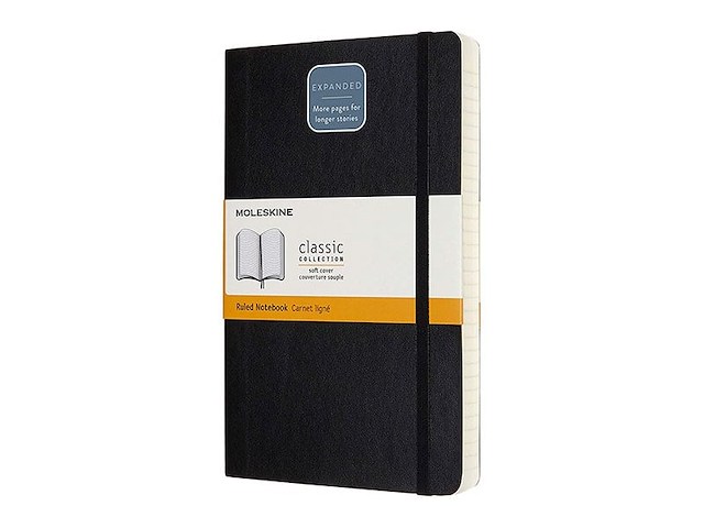 Moleskine - Classic Expanded Ruled Paper Notebook, Color Black