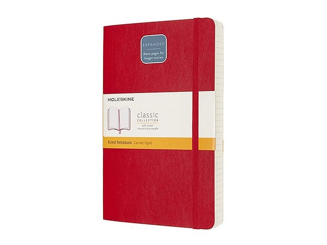 Moleskine - Classic Notebook Expanded, Soft Cover and Elastic Closure, Colour Scarlet Red