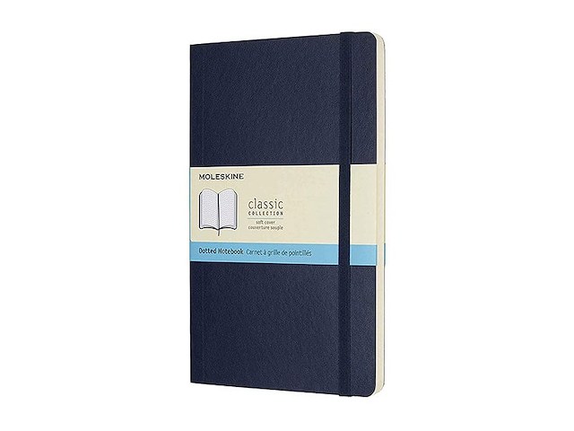 Moleskine Classic Dotted Paper Notebook - Soft Cover and Elastic Closure Journal - Color Sapphire Blue