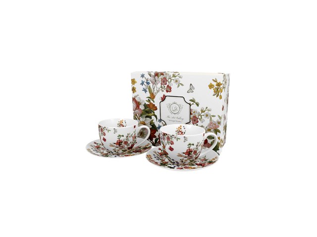 Šolje sa tacnom set 2 - Vintage Flowers, White