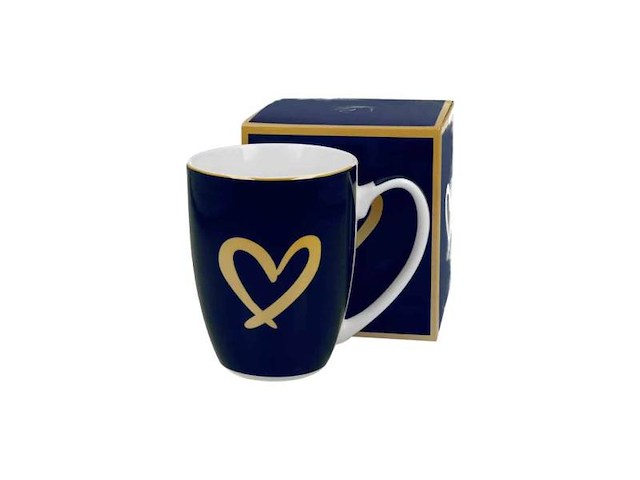 Šolja Classic - Gold Heart, Dark Blue