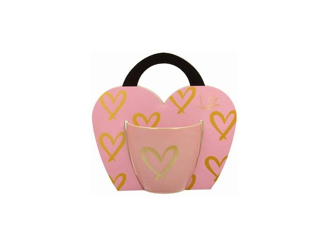 Šolja Classic - Gold Heart, Pink, Heart box, 460 ml