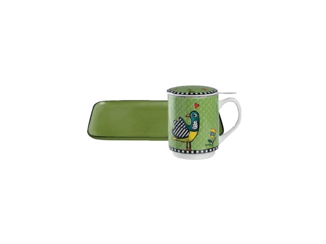 Set mini poslužavnik i šolja sa infjuzerom - Cocorico, Green