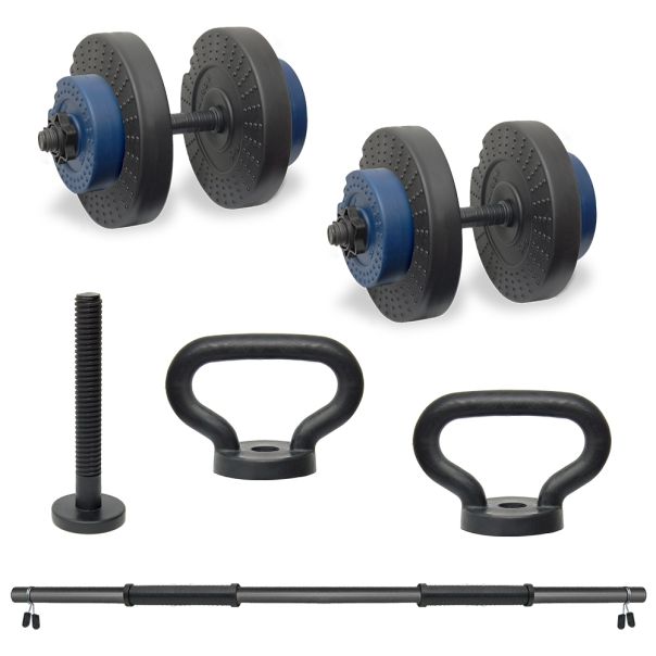 Iron Sport set 28kg tegova, 2+1 šipka i ručka za zvono (set 4 in 1)