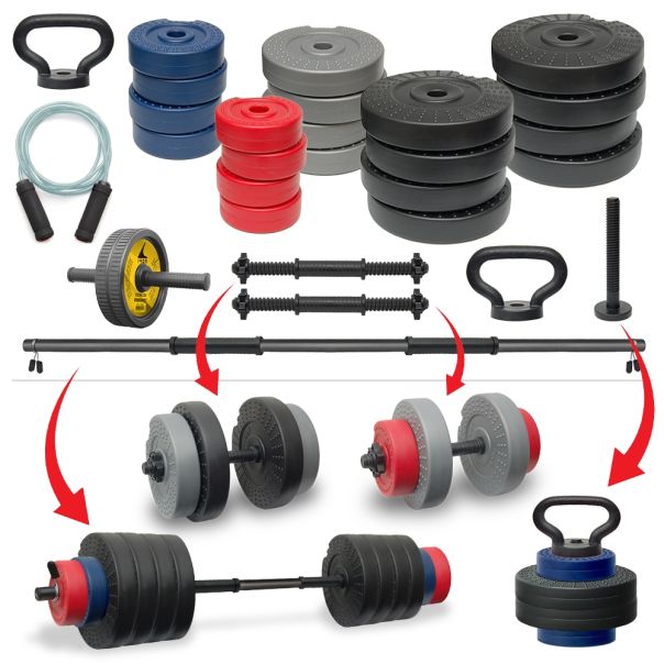 Iron Sport Set 68kg tegova i 2+1 šipka (6 in 1)